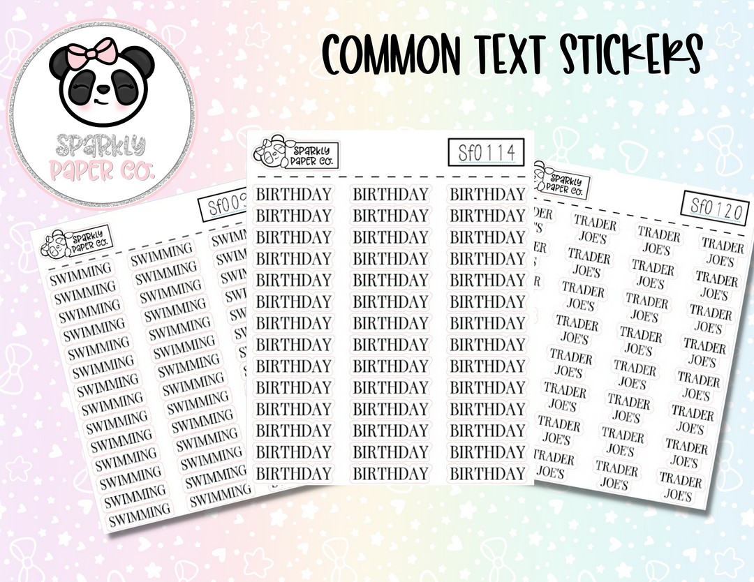 Common Text Stickers – Sparkly Paper Co.